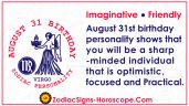 August 31 Zodiac (Virgo) Horoscope Birthday Personality and Lucky ...
