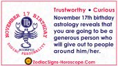 17 de noviembre Zodiaco (Escorpio) Horóscopo Cumpleaños Personalidad y ...