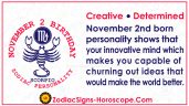 November 2 Zodiac (Scorpio) Horoscope Birthday Personality and Lucky Things