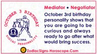 October 3 Zodiac (Libra) Horoscope Birthday Personality and Lucky Things