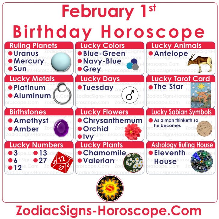 February 1 Zodiac (Aquarius) Horoscope Birthday Personality and Lucky ...