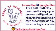 16 de abril Zodiaco (Aries) Horóscopo Cumpleaños Personalidad y cosas ...