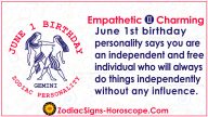 June 1 Zodiac (Gemini) Horoscope Birthday Personality and Lucky Things