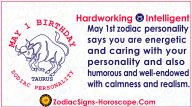 May 1 Zodiac (Taurus) Horoscope Birthday Personality and Lucky Things