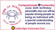 June 26 Zodiac (Cancer) Horoscope Birthday Personality and Lucky Things